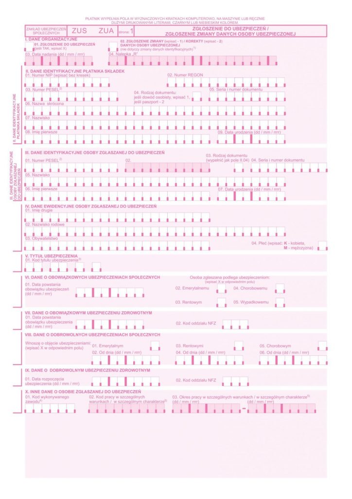 ZUS ZUA – formularz z omówieniem - Poradnik Biznesu PL