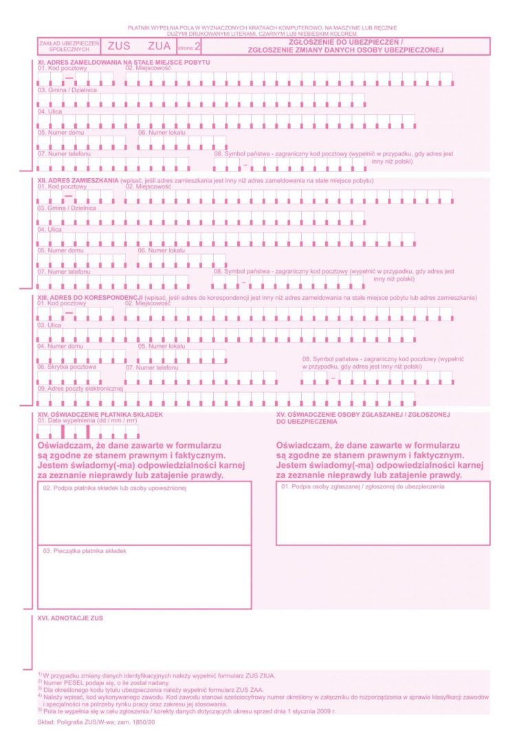 ZUS ZUA – formularz z omówieniem - Poradnik Biznesu PL